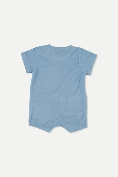 MY LITTLE COZMO SOLID TERRY BLUE DANIEL ROMPER – BellaKidsNY